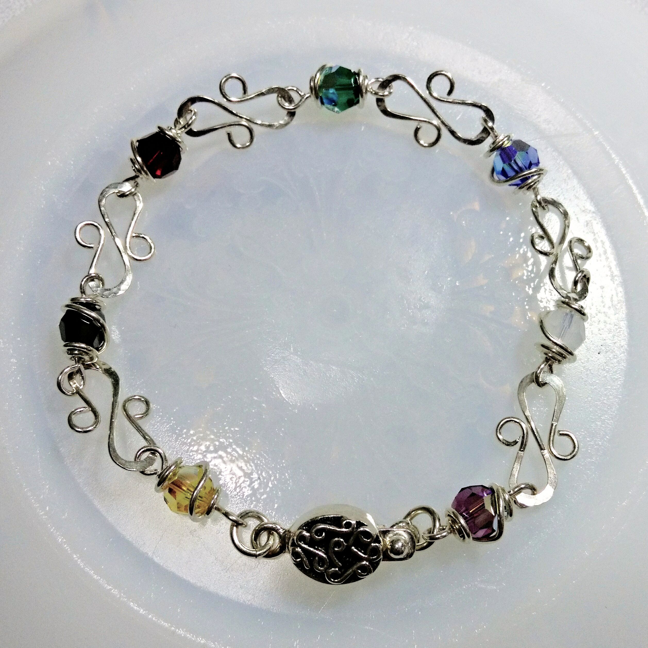 Wire Formed, Salvation Colors, Swarovski Crystal Beads, Sterling Silver ...